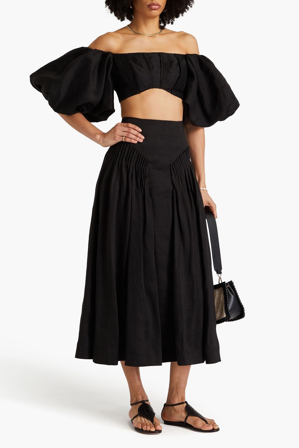 AJE Eugene Linen Blend Off-the-Shoulder Cropped Top – Stylish Summer ...