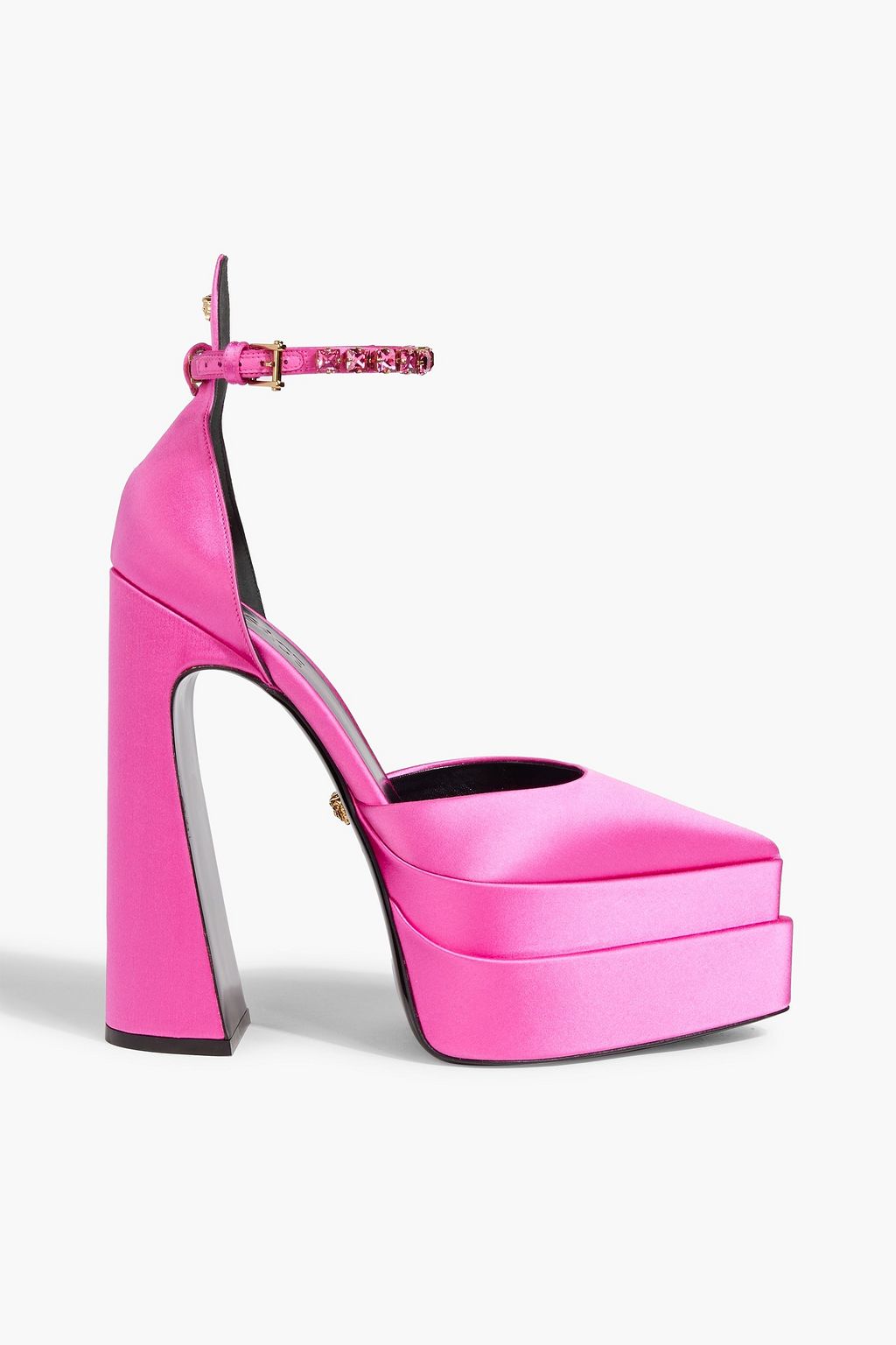 VERSACE Crystal-embellished Satin Platform Pumps – Luxury Designer ...