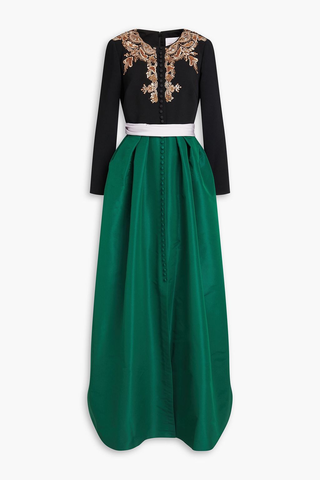 CAROLINA HERRERA Embellished Gown: Crepe de Chine and Taffeta Design ...