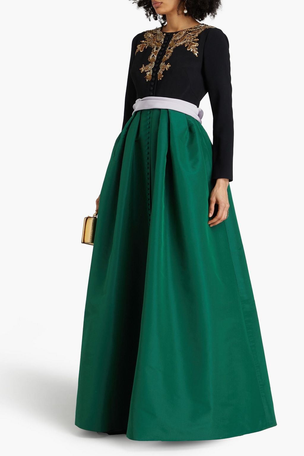 CAROLINA HERRERA Embellished Gown: Crepe de Chine and Taffeta Design ...