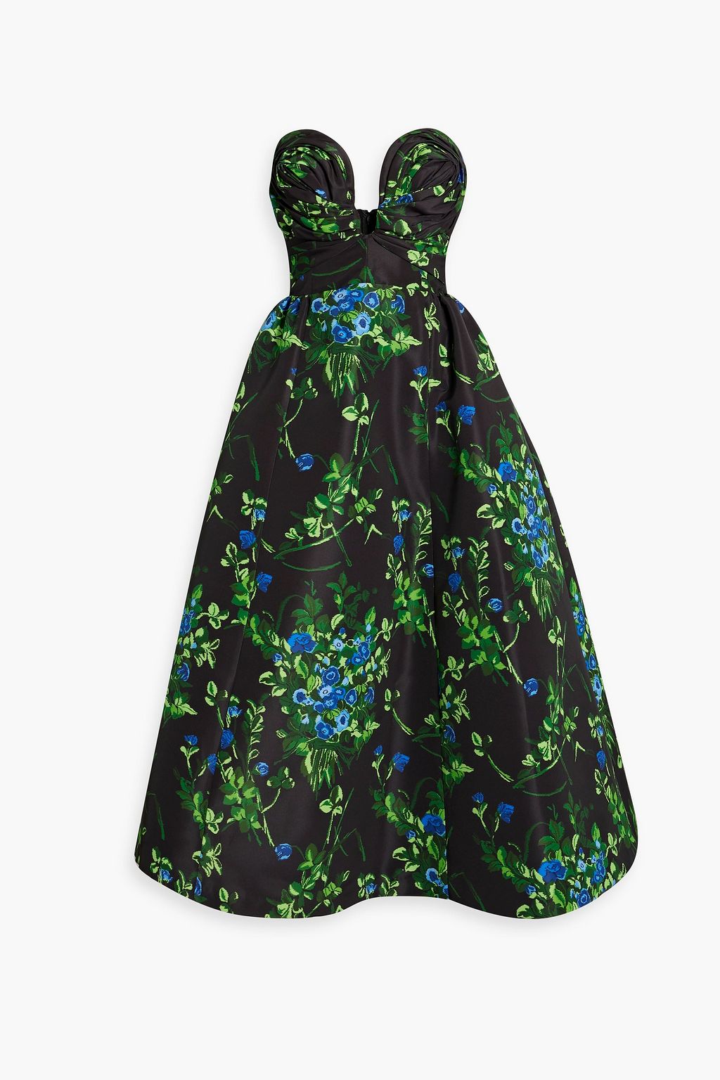 CAROLINA HERRERA Strapless Floral-Print Midi Dress: Elegant Faille ...