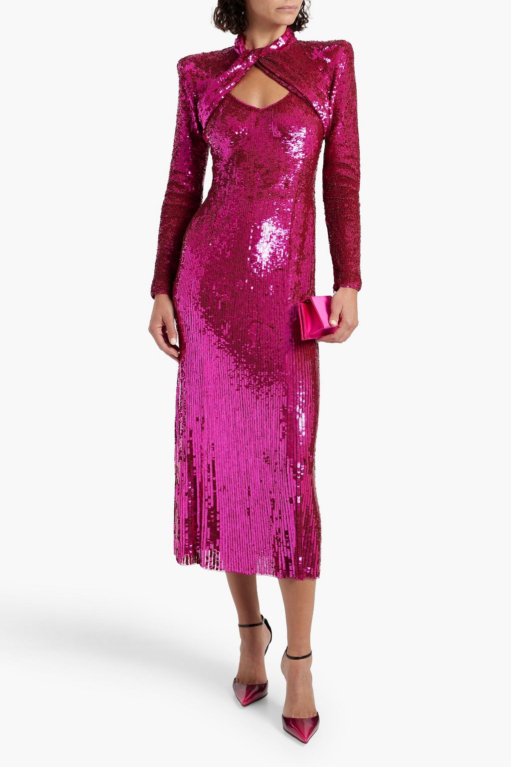 JENNY PACKHAM Cutout Sequin Tulle Midi Dress – Twisted Design – Elegant ...