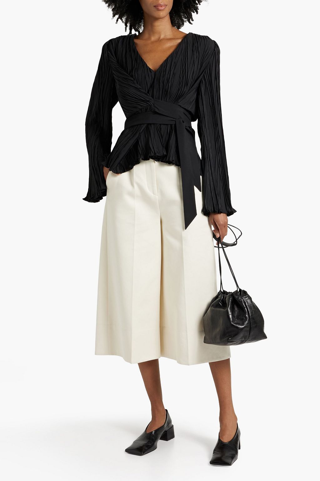 RÓHE Pleated Crepe Wrap Top – Chic Blouse with Elegant Design – The ...