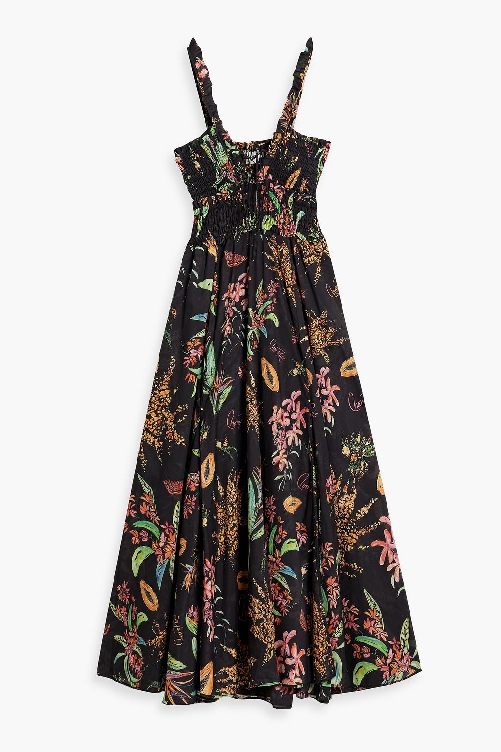 CHARO RUIZ IBIZA Coa printed cotton-voile maxi dress with shirred ...